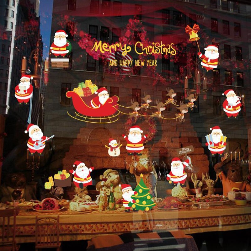 Christmas Cartoon Window Glass Stickers Showcase R... – Grandado