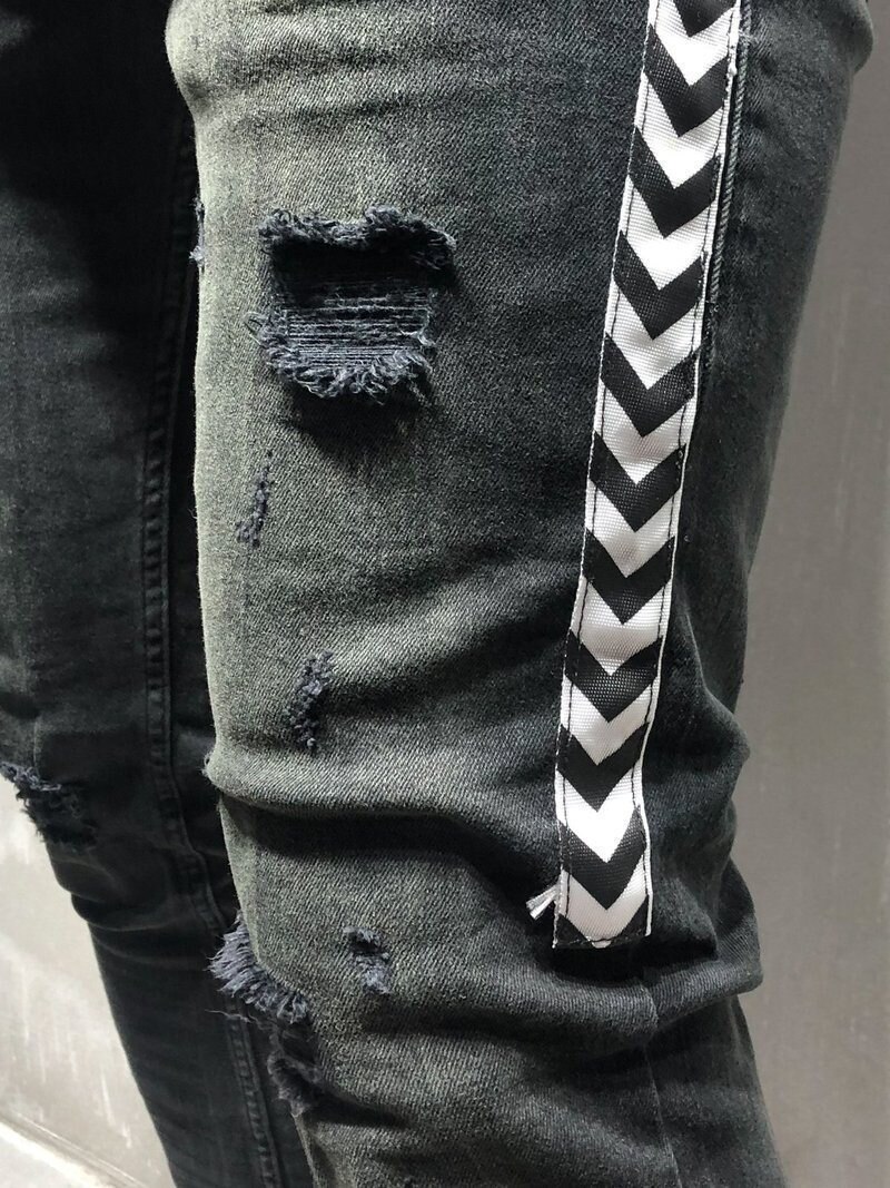 Mens Black Jardineira Calcas Jeans Ripped Destroye... – Grandado