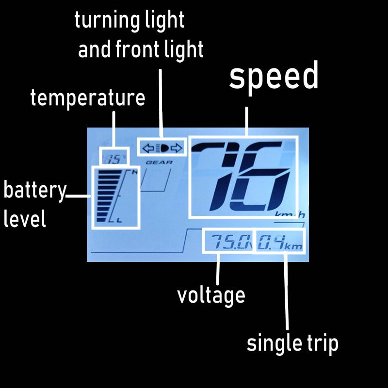 LCD DISPLAY 48v60v72v speedometer+battery level/vo... – Vicedeal