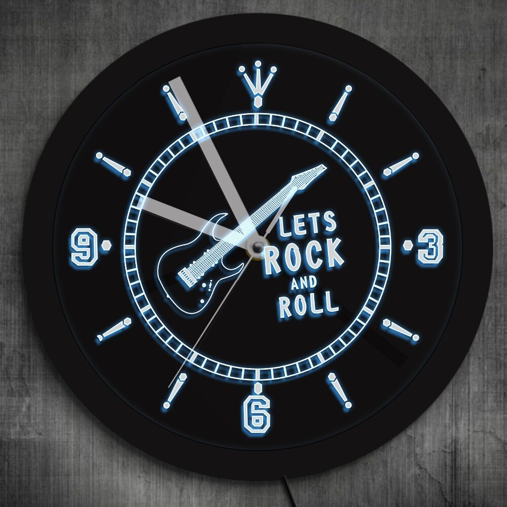 1Piece LETS ROCK N ROLL Neon Wall Clock Music Inst... – Grandado