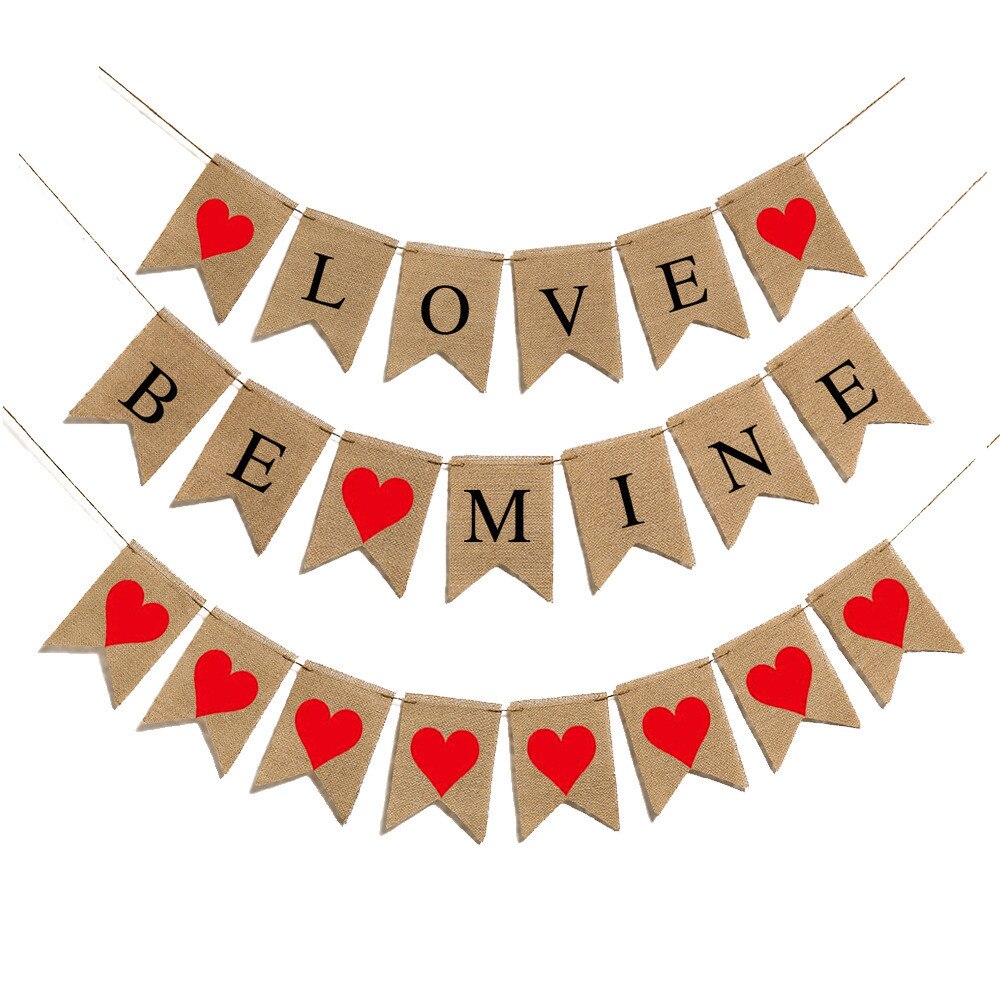 1 Set Love Banner Love/be Mine Burlap Paper Flag P... – Grandado