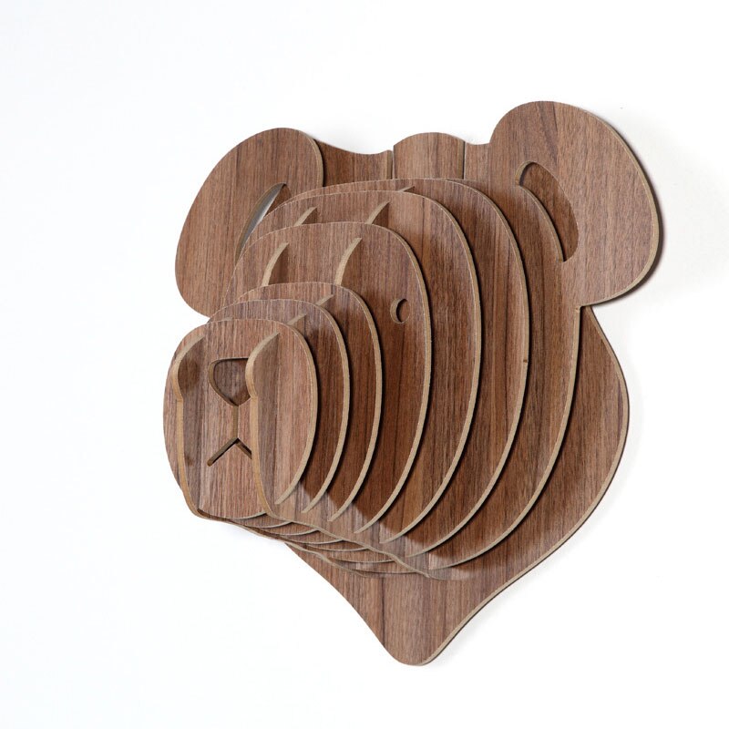 Wood Sculpture Wood Bear Head 5MM MDF Animal Head ... – Grandado