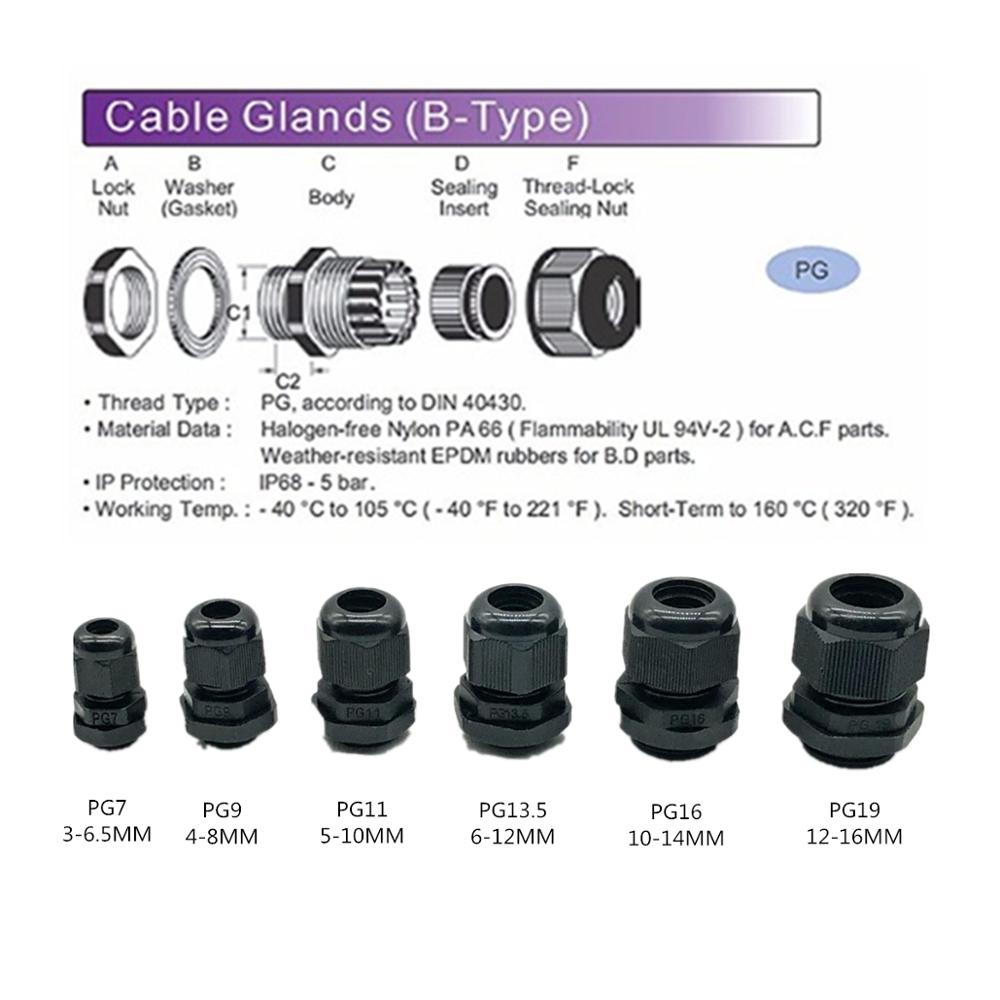 10 Pieces Nylon Cable Gland Kit, Waterproof Ip68 C... – Vicedeal