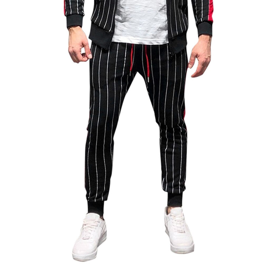 Harajuku Casual Fitness Witte Streep Mens Bodybuil... – Grandado