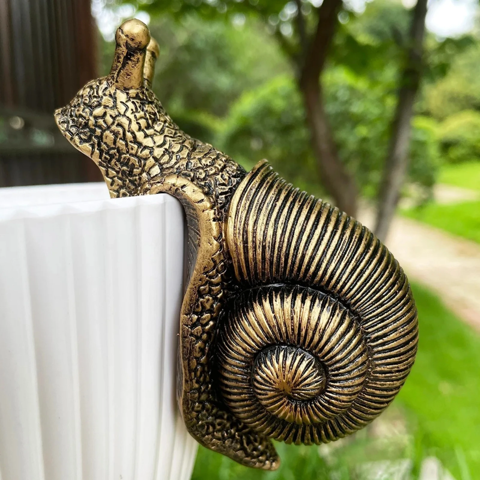 Hanging Flower Pot Snail Sculpture Decoration Resi... – Grandado