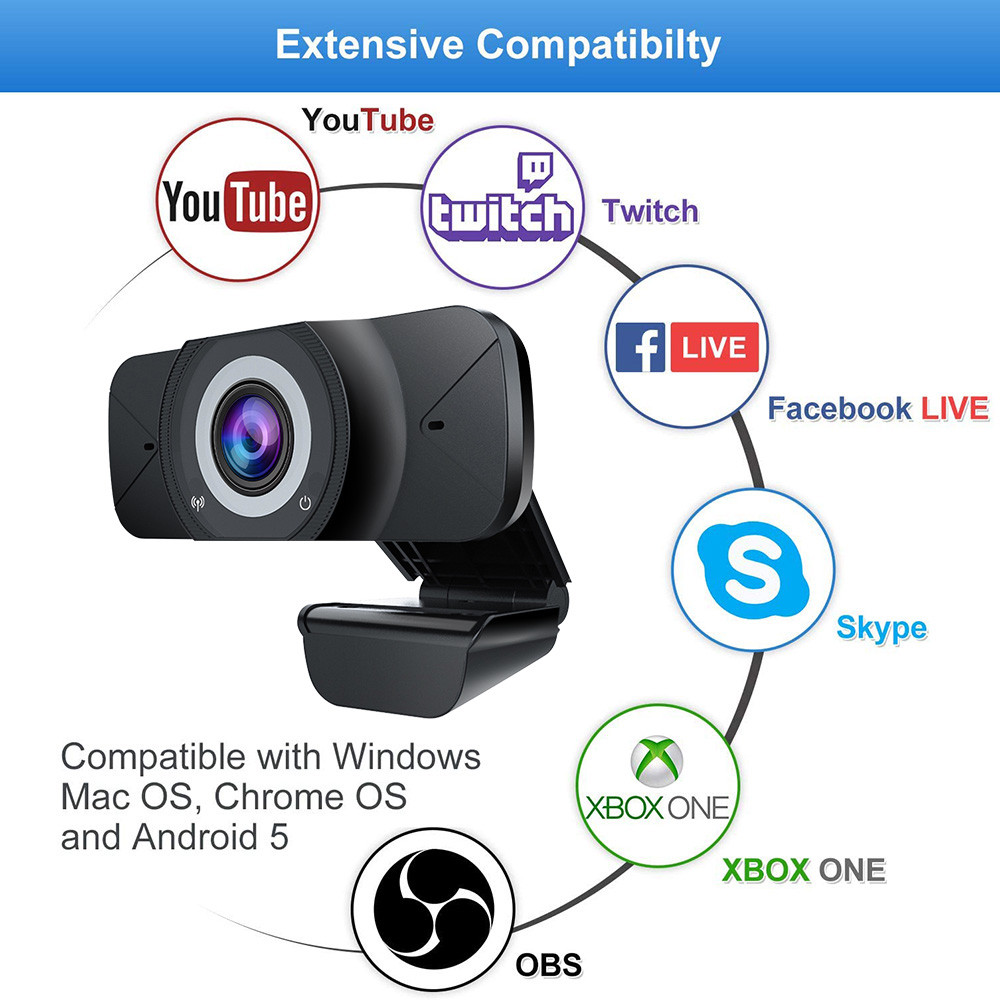 BALLEEN.E Full HD 1080P USB Webcam With Built-in M... – Grandado
