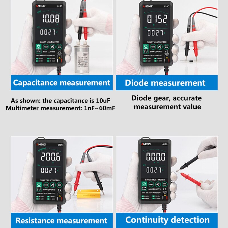 Digital Multimeter Touching Color Screen Voltage F... – Grandado