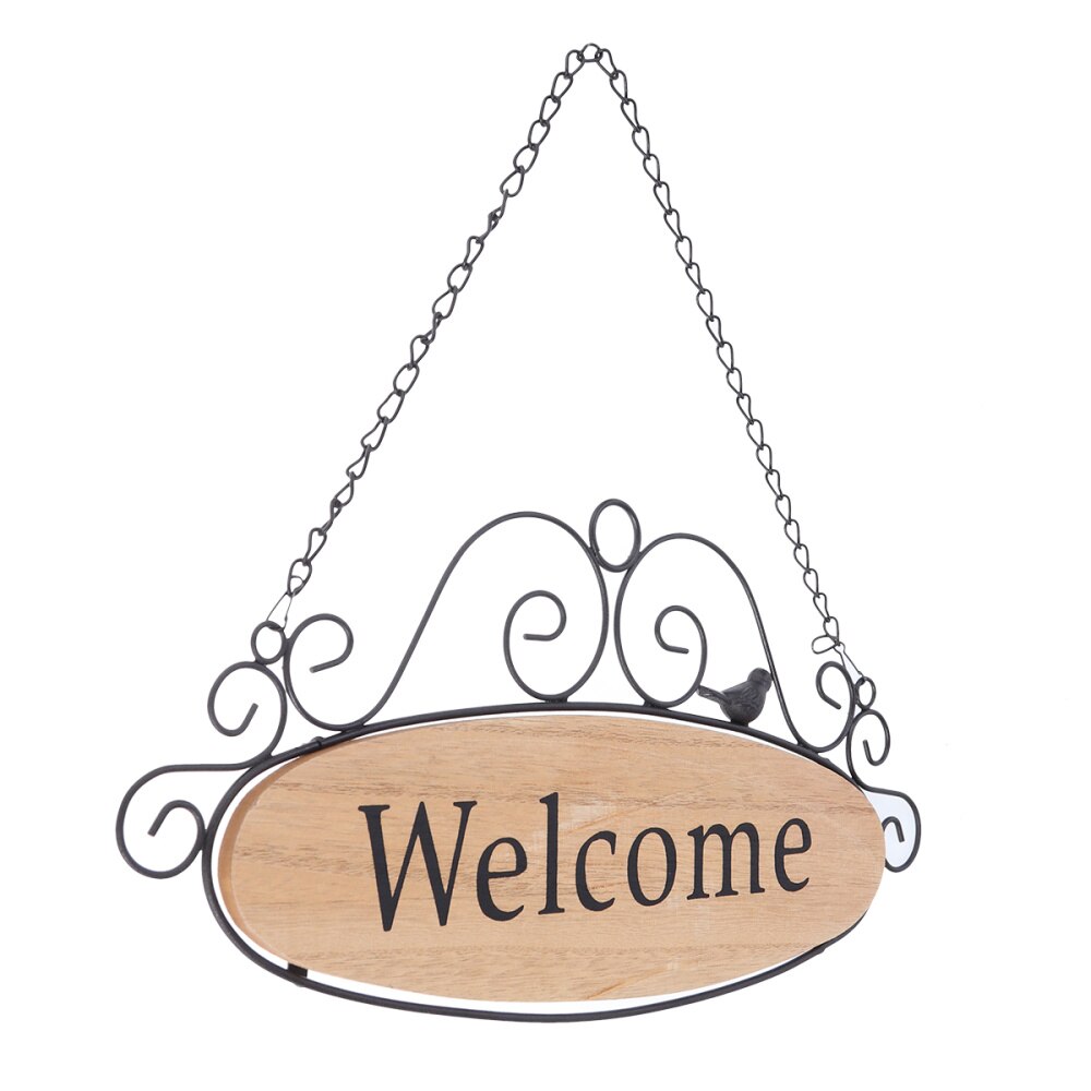 Wooden Welcome Shingle Hanging Doorplate Iron Art ... – Grandado