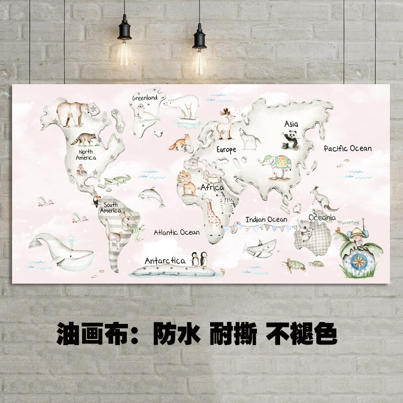 Colorful Carton Animal World Map Poster Size Wall ... – Grandado