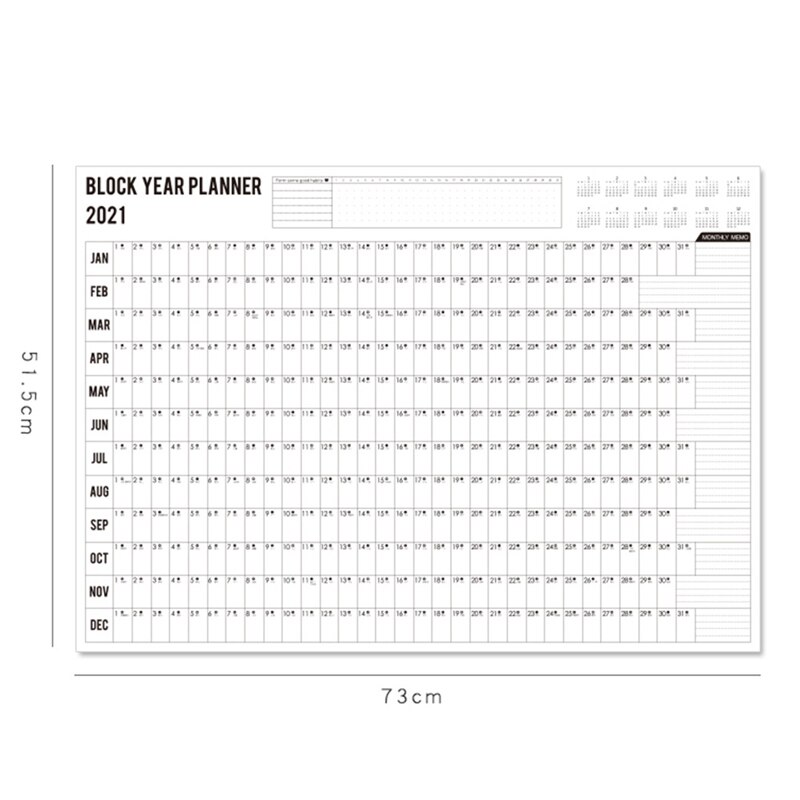 Block Year Planner Daily Plan Paper Wall Calendar ... – Grandado