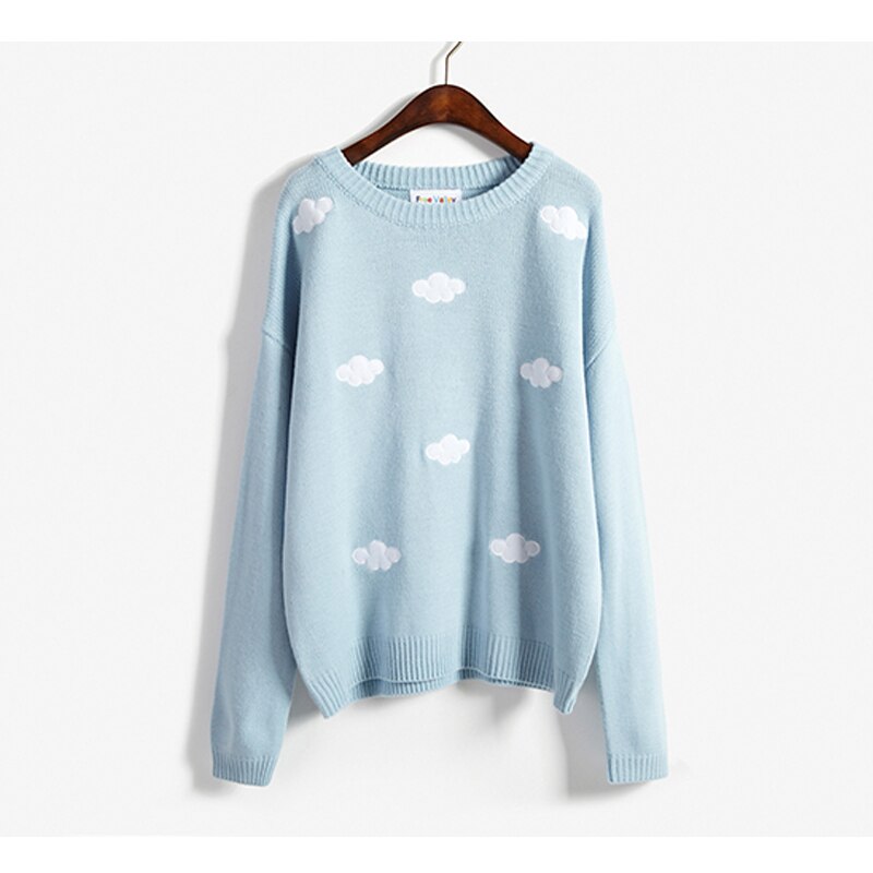 Cute Cloud Sweater Woman Long Sleeve Pullover Wome... – Grandado