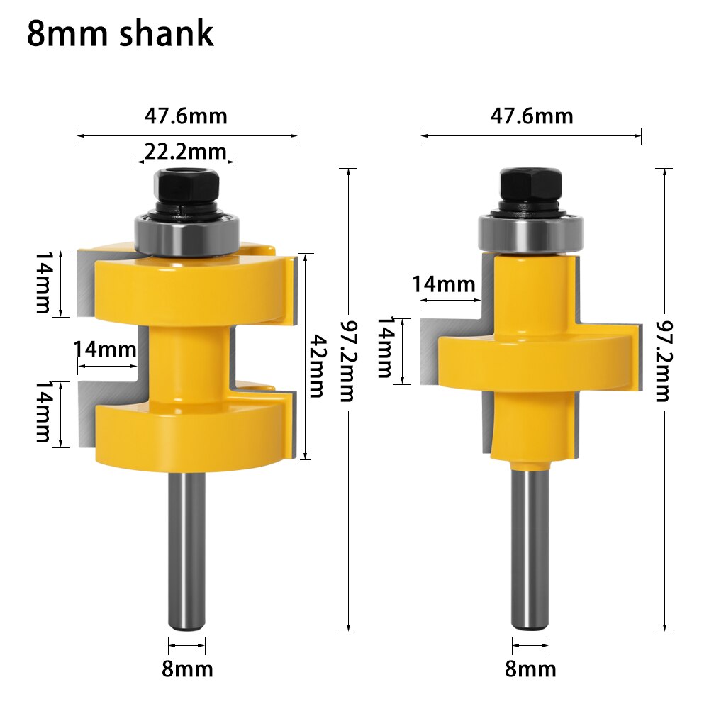 2pc 8mm 12mm Shank Large Tongue & Groove Joint Ass... – Vicedeal