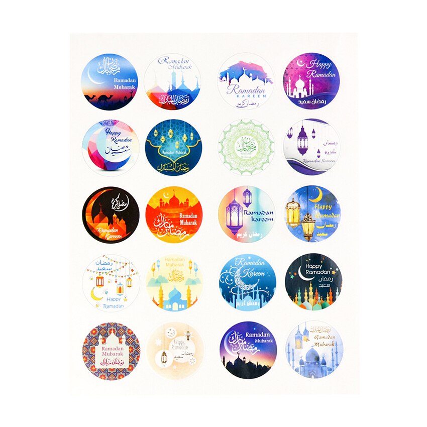 60/120pc Black Ramadan Eid Mubarak Stickers Box La... – Vicedeal