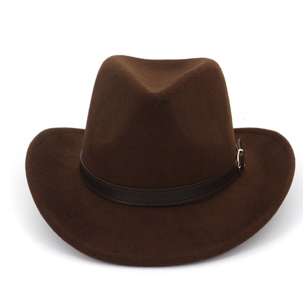 Mannen Vrouwen Wol Western Cowboy Hoed Met Lederen... – Vicedeal