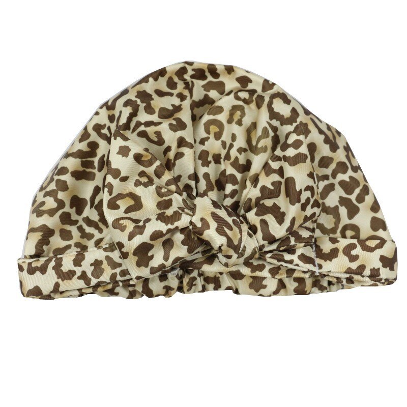 Waterproof Leopard Print Shower Cap Elastic Bow Ni... – Grandado