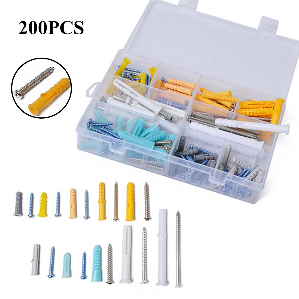 200pcs Anchors Tapping Screws Assortment Diy Wall ... – Grandado