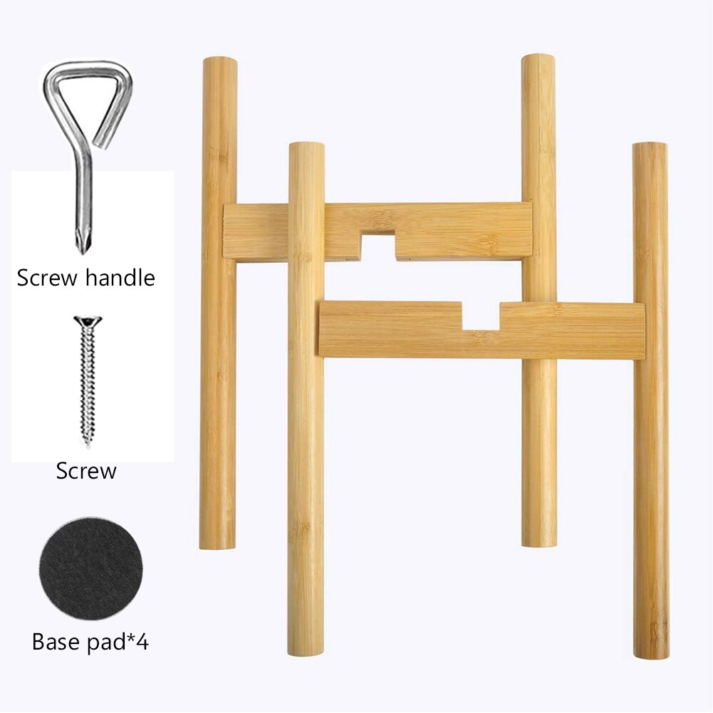 Natural Wood Bamboo Four-legged Flower Stand Stron... – Grandado
