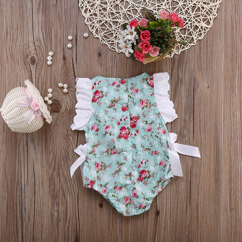 Cute Baby Girl Lace Floral Ruffles Romper Flower P... – Vicedeal