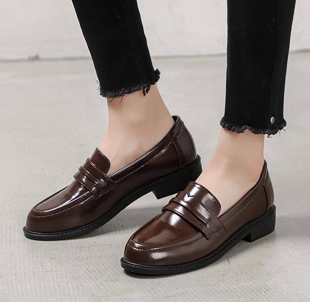 preppy style small leather shoes British student o... – Grandado