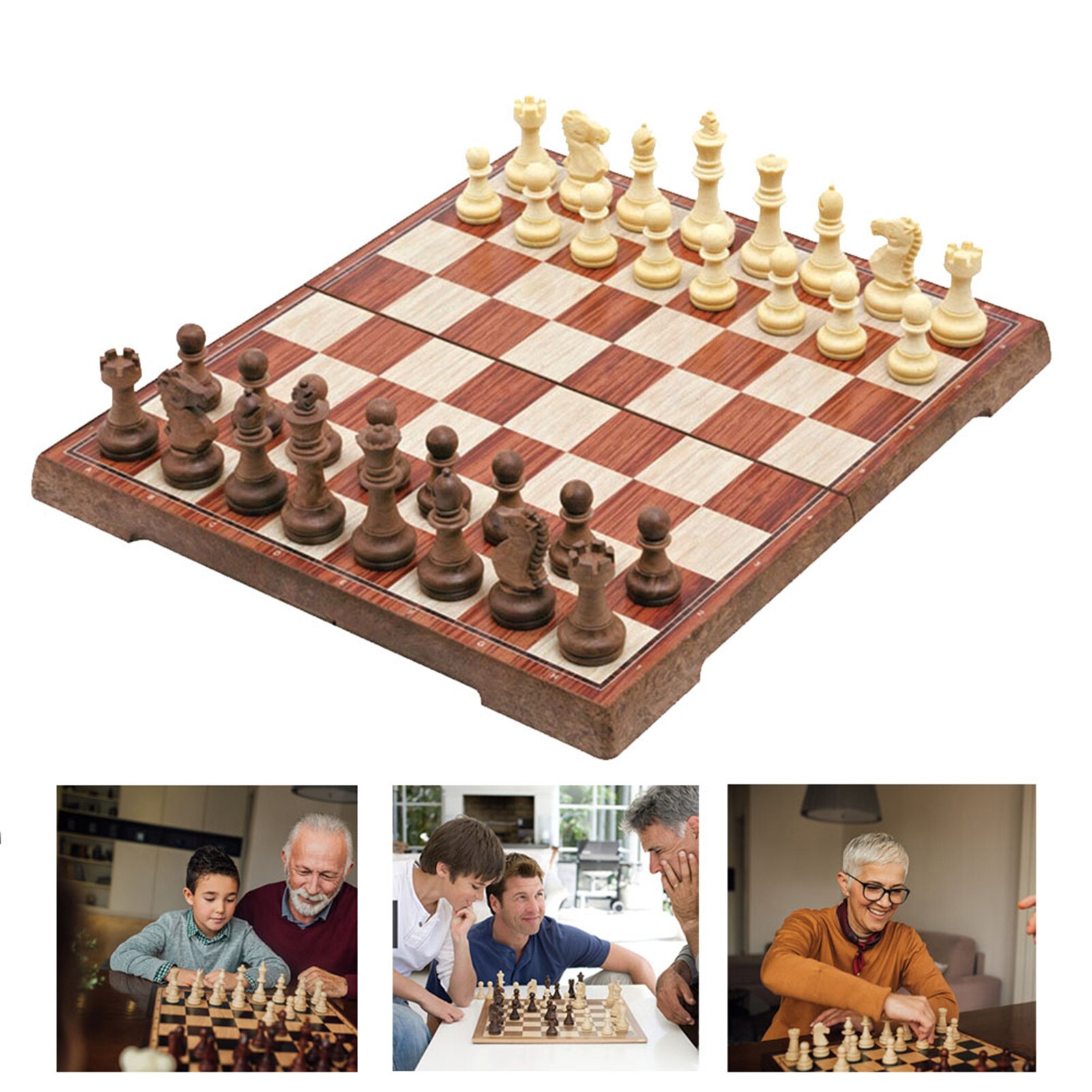International Chess Set Foldable Wooden Chess Boar... – Vicedeal