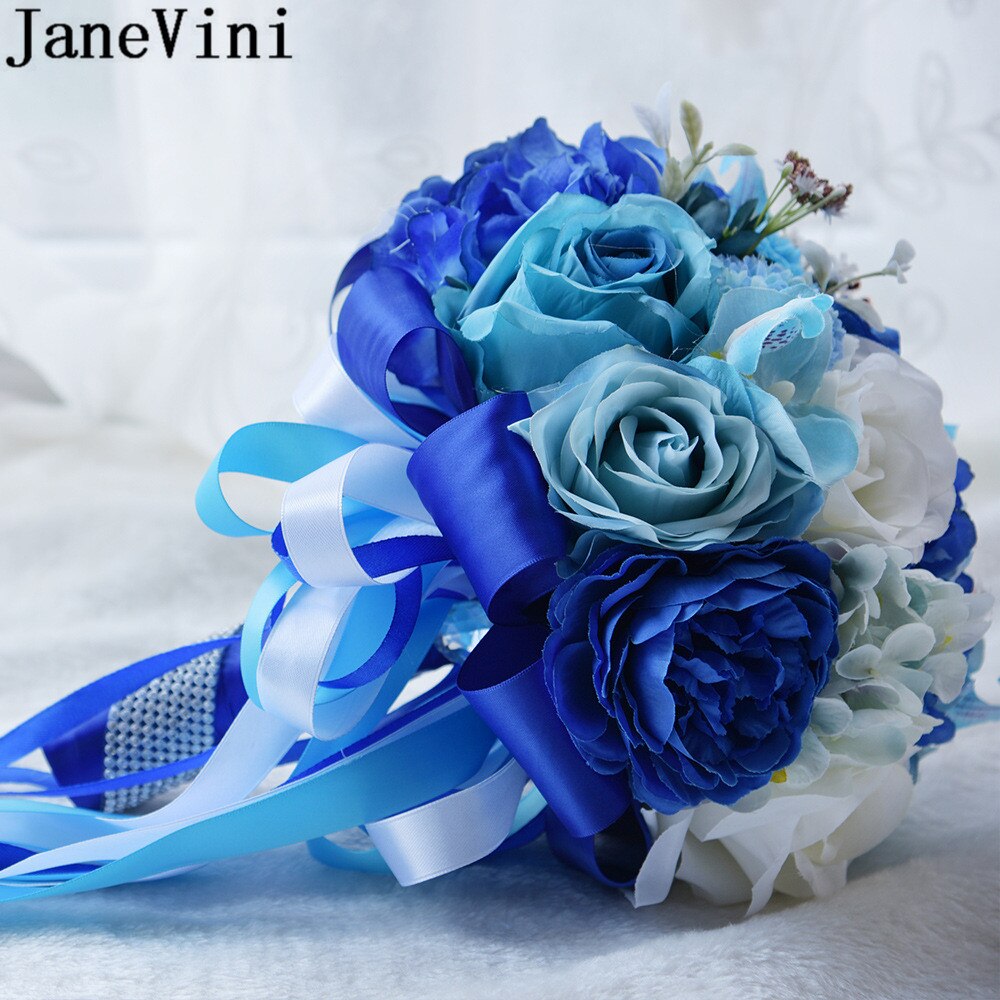 JaneVini Blue Flower Bouquet Wedding Bouquets Brid... – Grandado