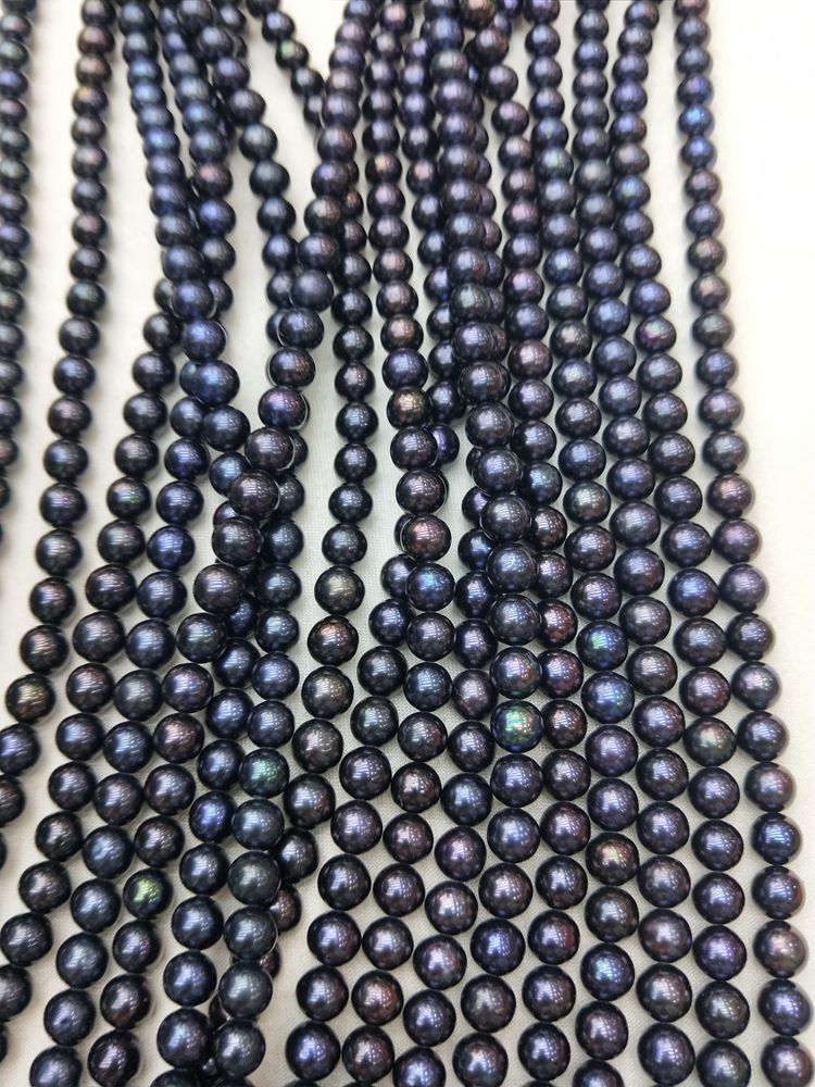 9-10mm Freshwater natural round black pearls stran... – Grandado
