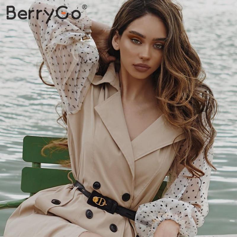 BerryGo chic polka dot women coat Patchwork transp... – Grandado