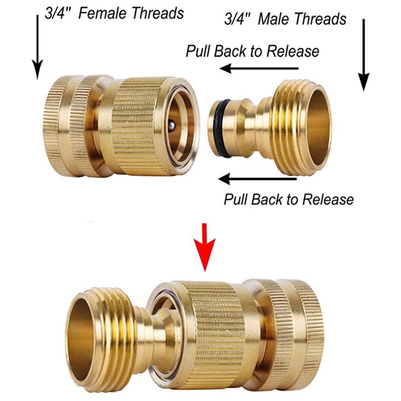 4 Set Tuinslang Quick Connectors Messing 3/4 Inch ... – Grandado