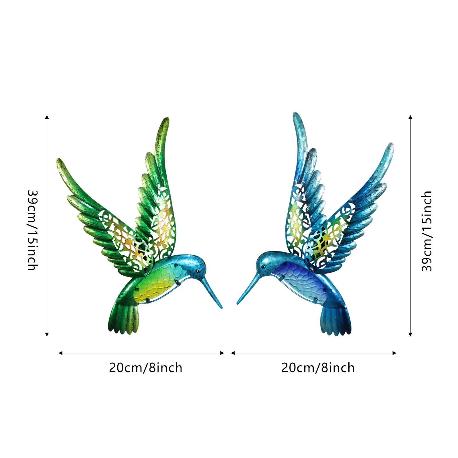 2pcs Metal Hummingbird Bird Wall Art of Garden Ext... – Grandado