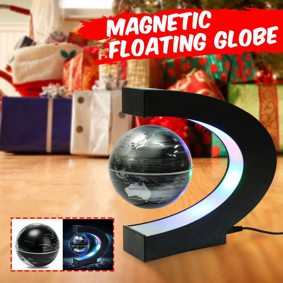 C Shape LED World Map Decoration Magnetic Levitati... – Grandado