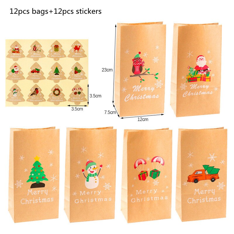 12 Stks/partij Kerst Verpakking Zakken Stickers Se... – Grandado