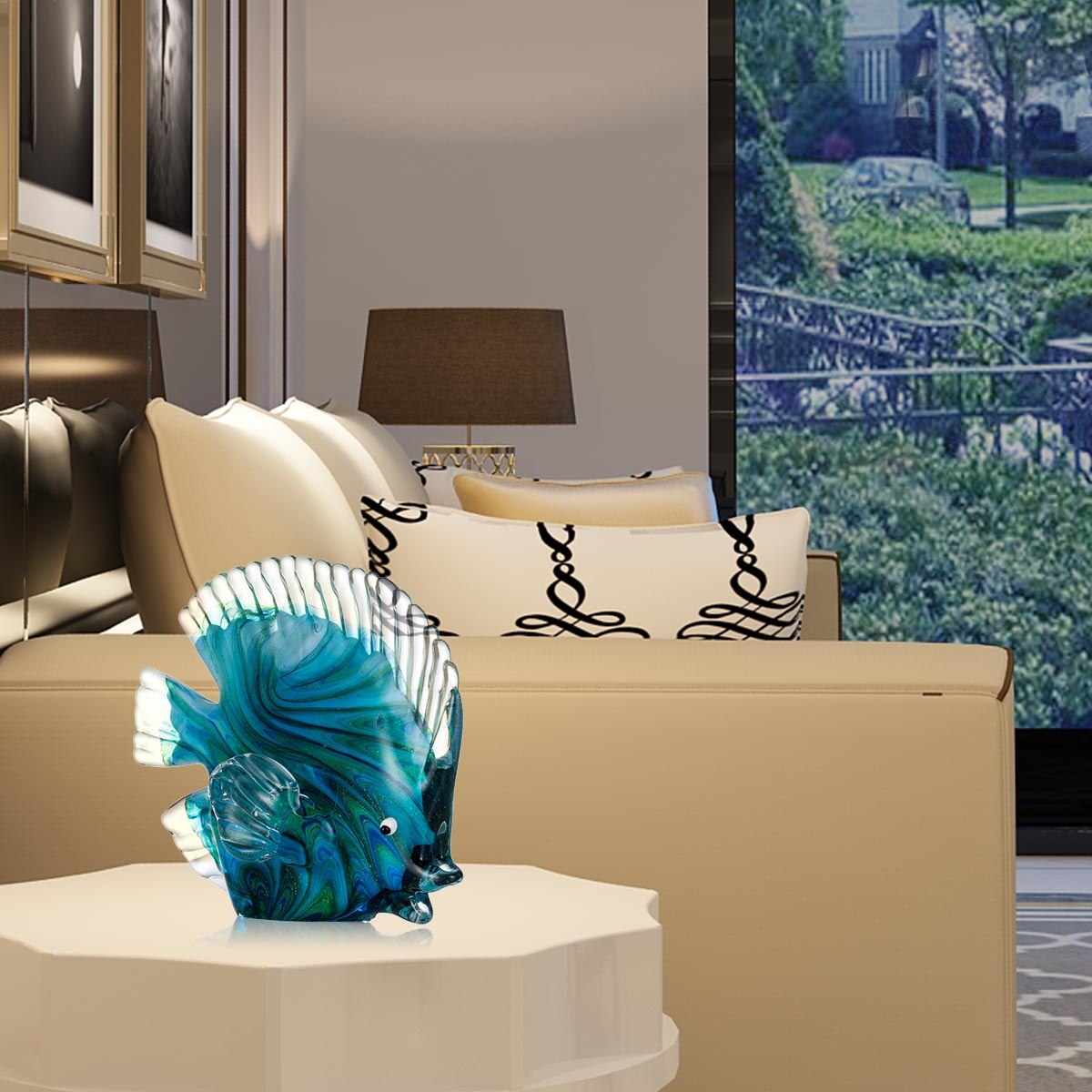 Vivid Blue Tropical Fish Glass Sculpture Colorful ... – Grandado