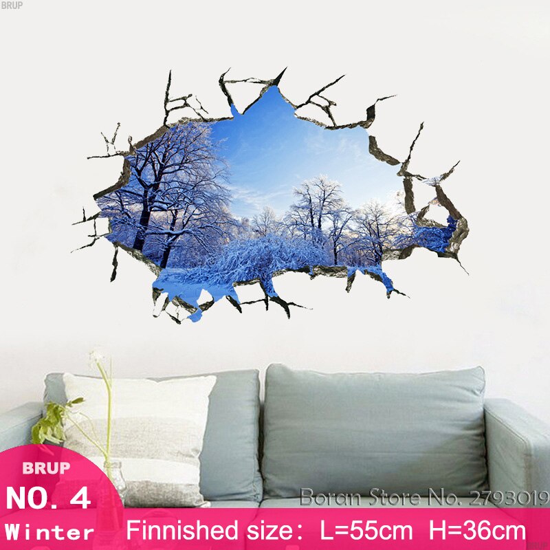 4 Seasons Landscape 3D Wall Stickers Tree Wall Dec... – Vicedeal