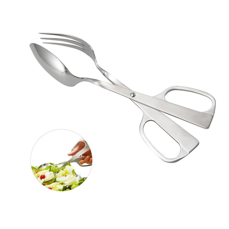 Stainless Steel Salad Servers Spoon Scissor Tong S... – Vicedeal