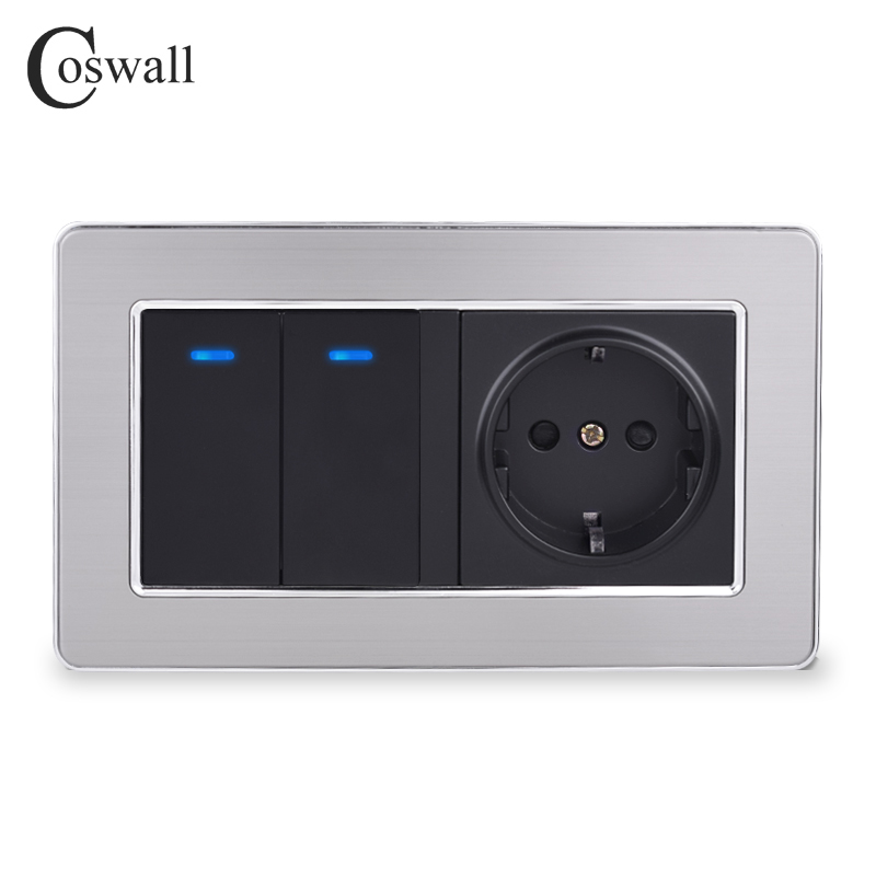 Coswall EU Standard Wall Socket + 2 Gang 2 Way On ... – Grandado