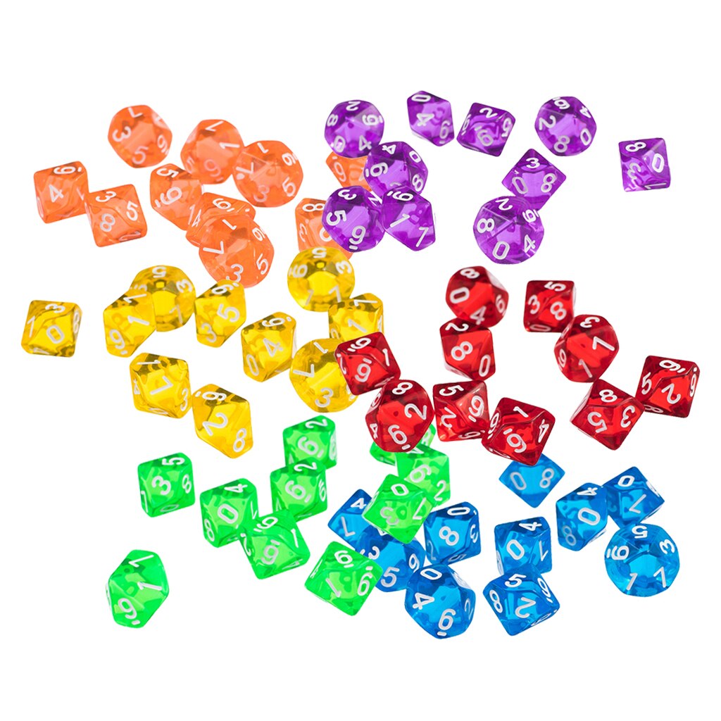 60 Pieces Acrylic Ten Dice Multiple Sides Game Dic... – Grandado