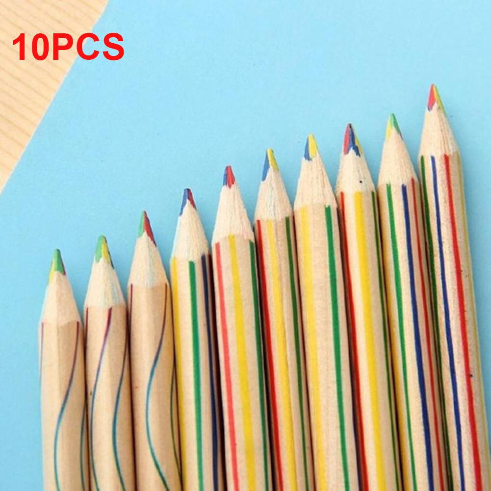 10pcs Rainbow Color Pencil Four-Color Lead Wooden ... – Grandado