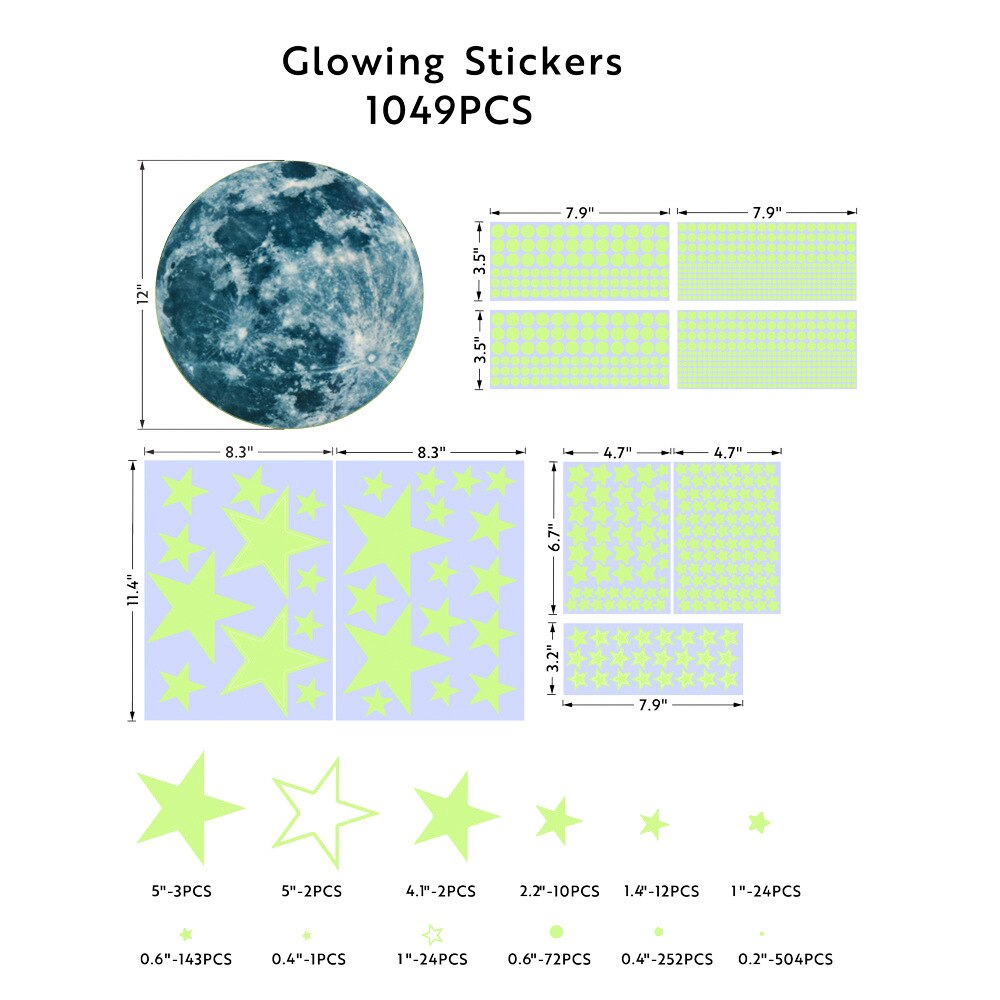1set 3D Luminous Star Moon Dot Wallpaper Wall Stic... – Vicedeal