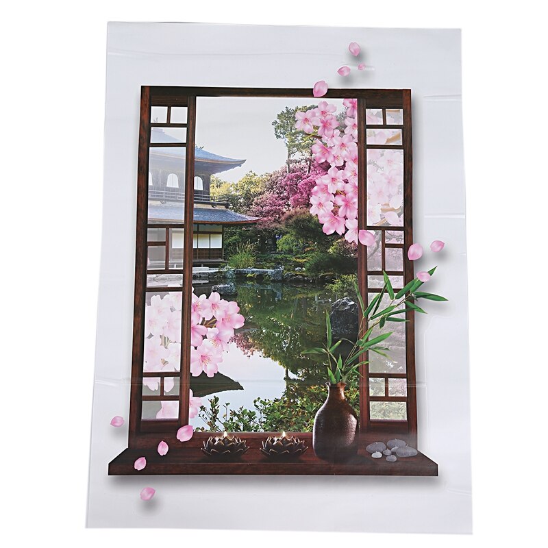 3D Window Sakura Peach Blossom Flower Art Wall Sti... – Grandado