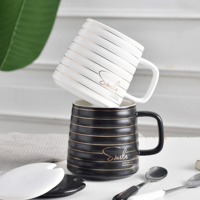 Kreative Keramik Kaffee Becher mit Deckel Löffel E... – Vicedeal