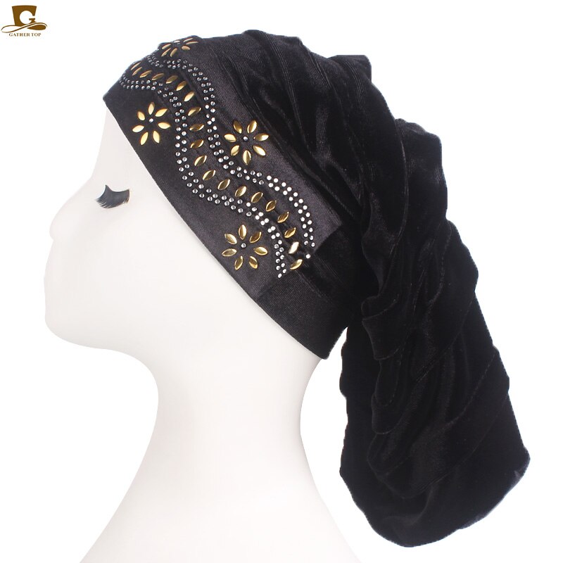 Diamante Velvet Pleated Turban Dreadlocks Sleeping... – Vicedeal