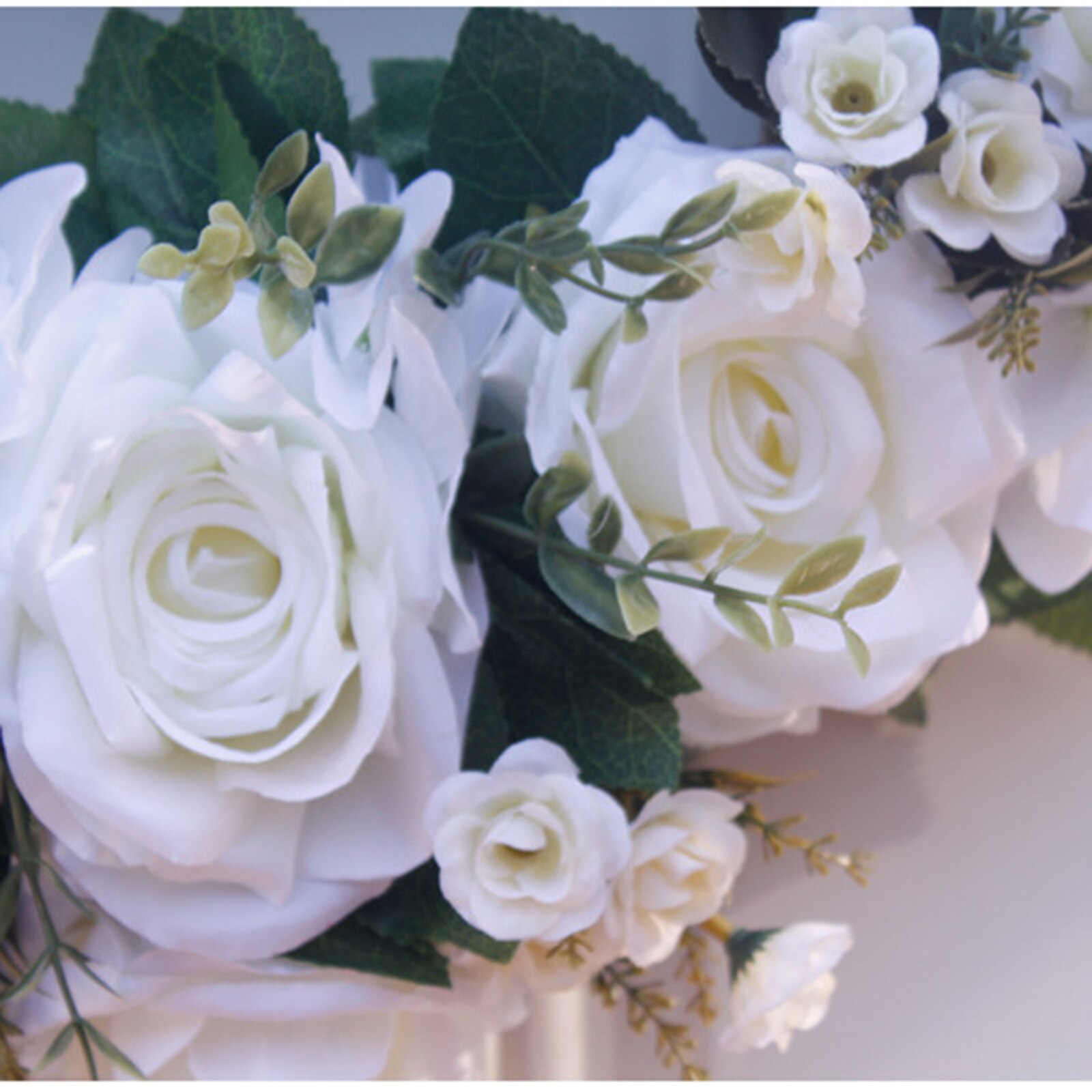 White Rose Wreath Heart Shaped Artificial Flowers ... – Grandado