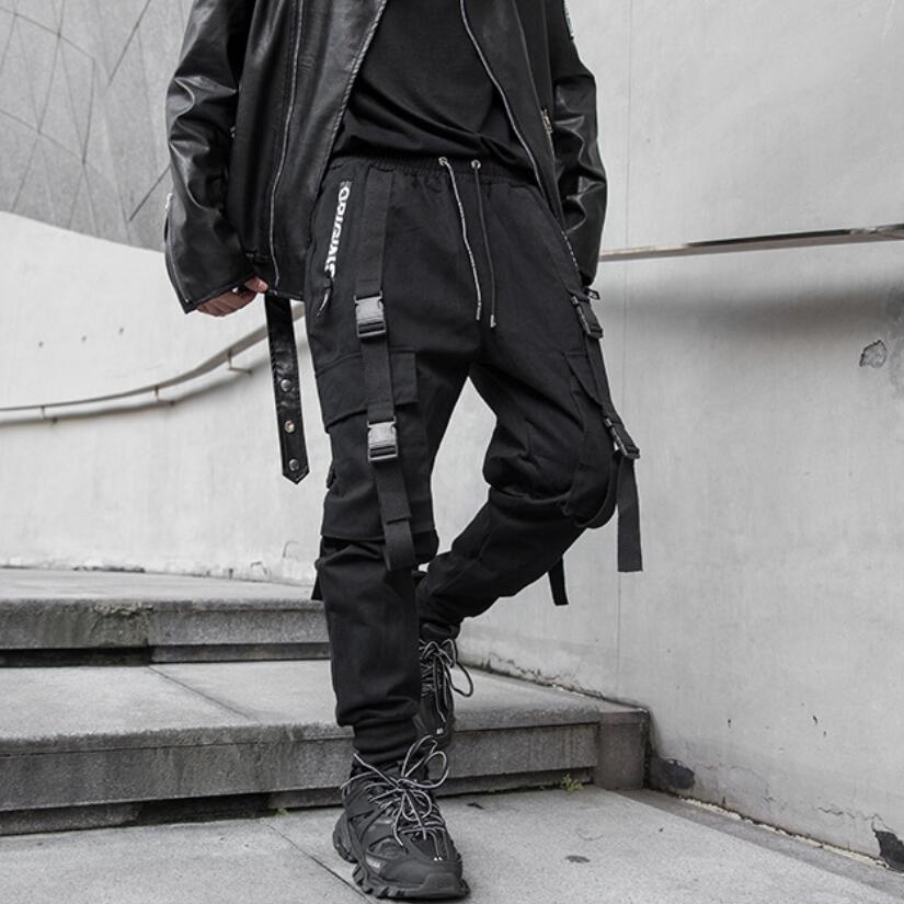 multi pockets ribbons hip hop cargo pants street p... – Grandado