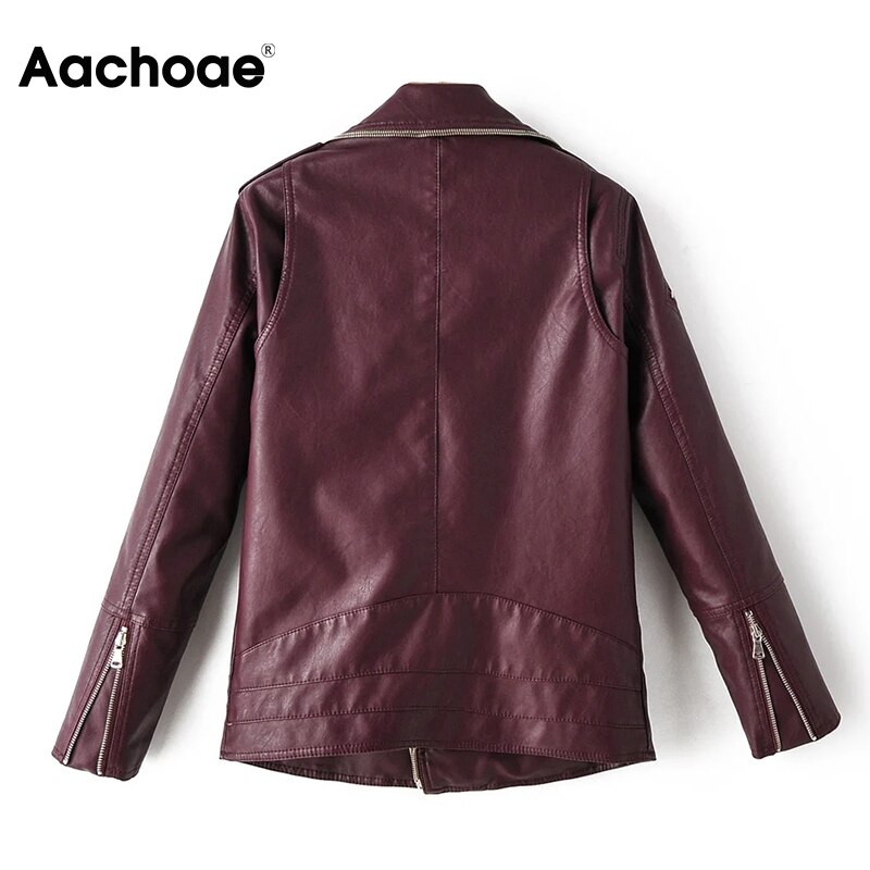 Aachoae kvinder stilfuld imiteret læderjakke kvind... – Grandado