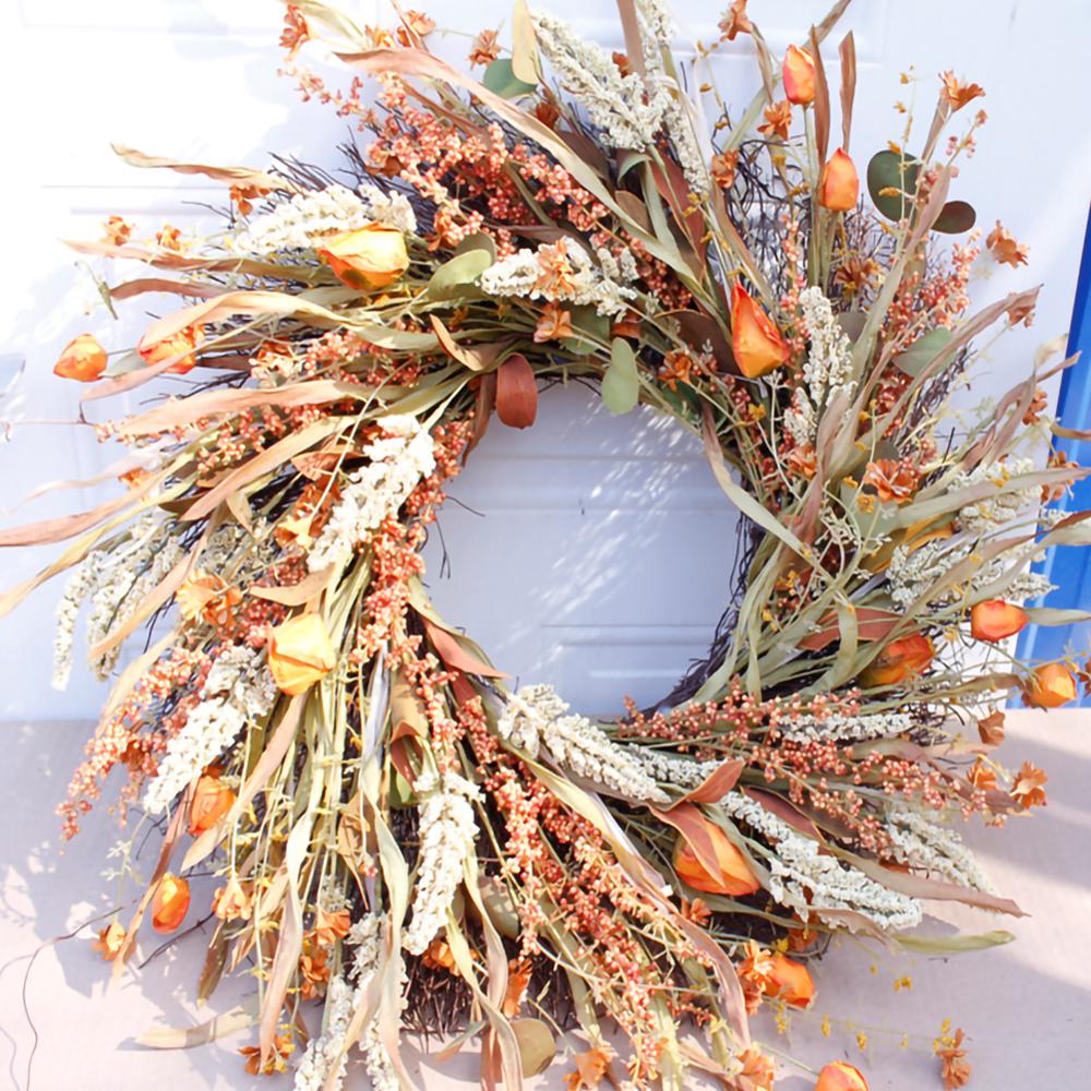 24 Inch Artificial Fall Harvest Fall Wreaths Autum... – Grandado