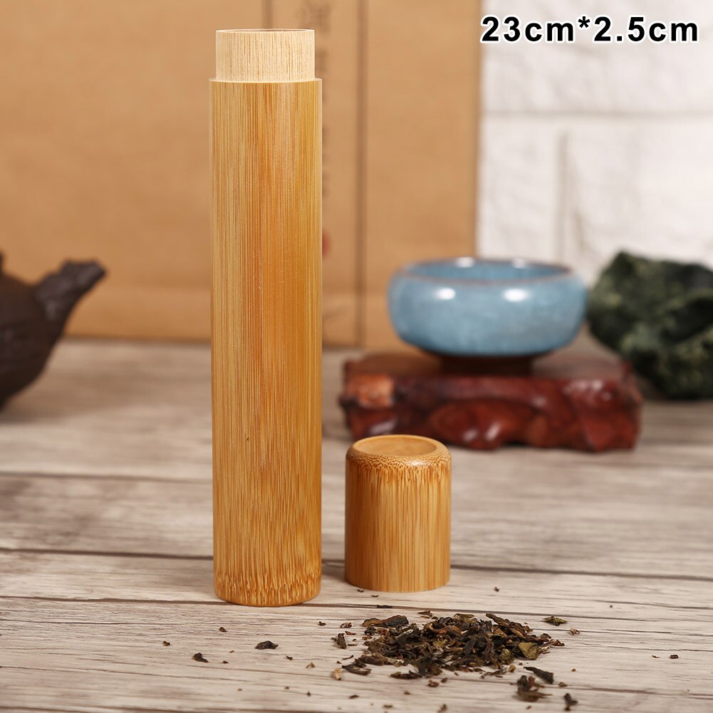 1 Pcs Bamboo Tube Tea Box Airtight Small Container... – Grandado