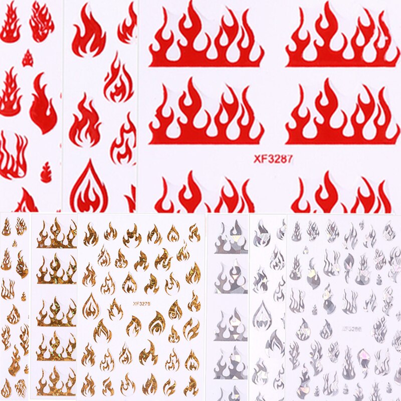 3PCS Flame Nail Sticker Fire Nail foil Art Decals ... – Vicedeal