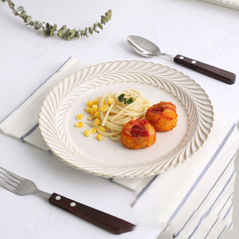 Retro Ceramic Plate French Relief Restaurant Steak... – Grandado