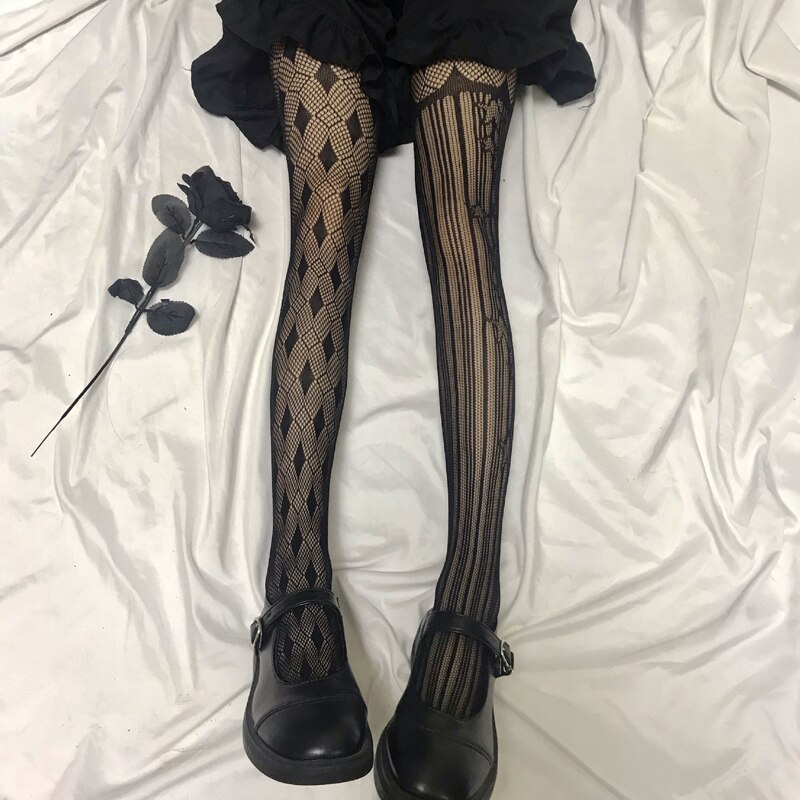 Pantyhose Fish Net Mesh Black White Tights Differe... – Grandado