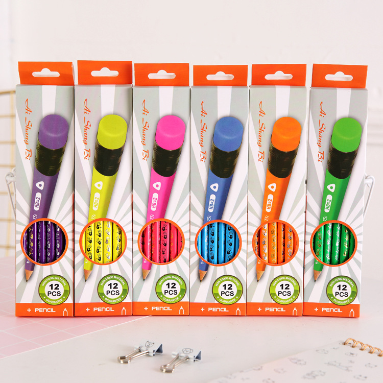 12 Pencils/box wood Personality pencil With eraser... – Vicedeal